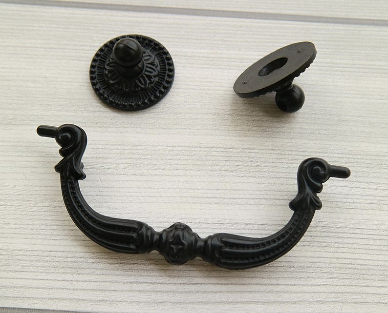 Vintage Style Drop Bail Drawer Pull Black Dresser Swing Handle Etsy