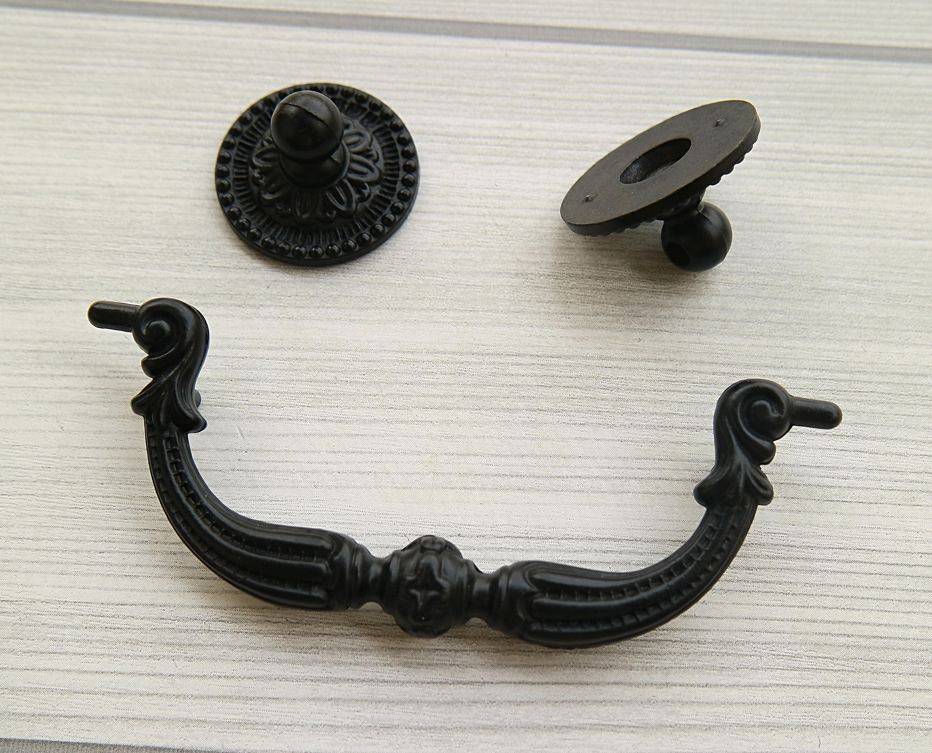 Vintage Style Drop Bail Drawer Pull Black Dresser Swing Handle Etsy