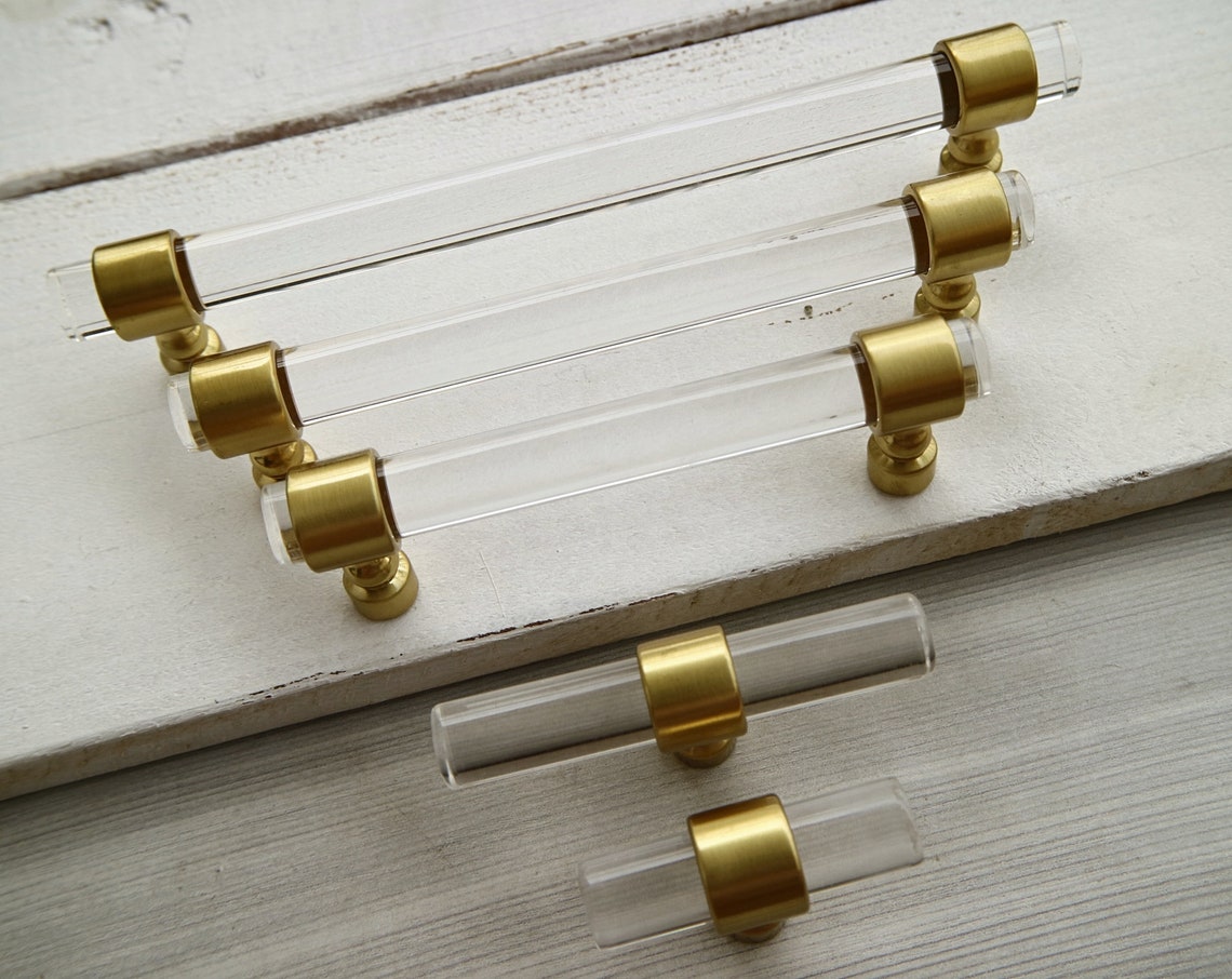 2.5 8.8 10.5 Clear Lucite Drawer Handle Pull Brushed - Etsy