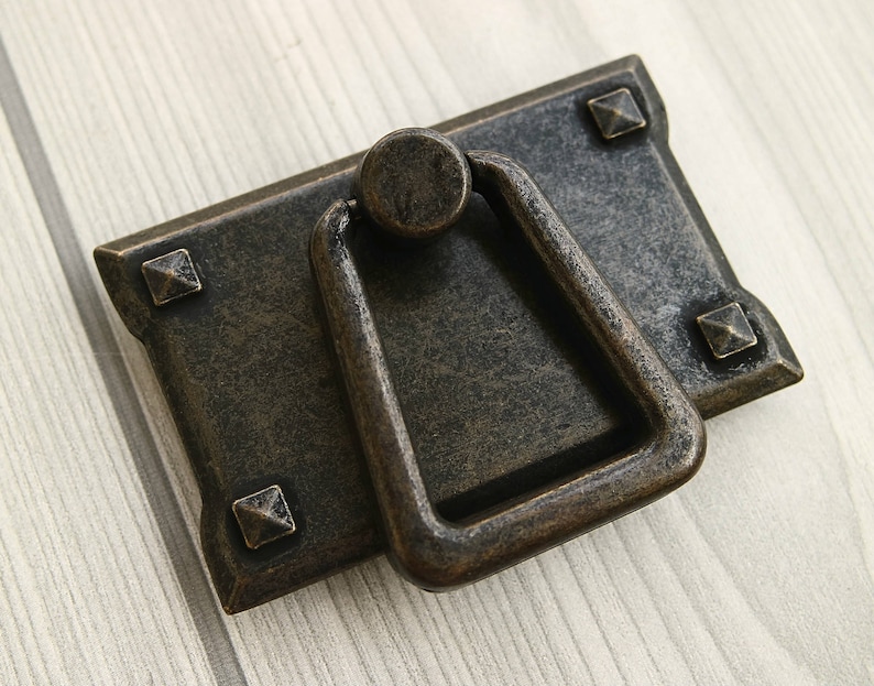 Dark Antique Bronze Drawer Bail Handle Dresser Ring Knob Pull Kitchen ...