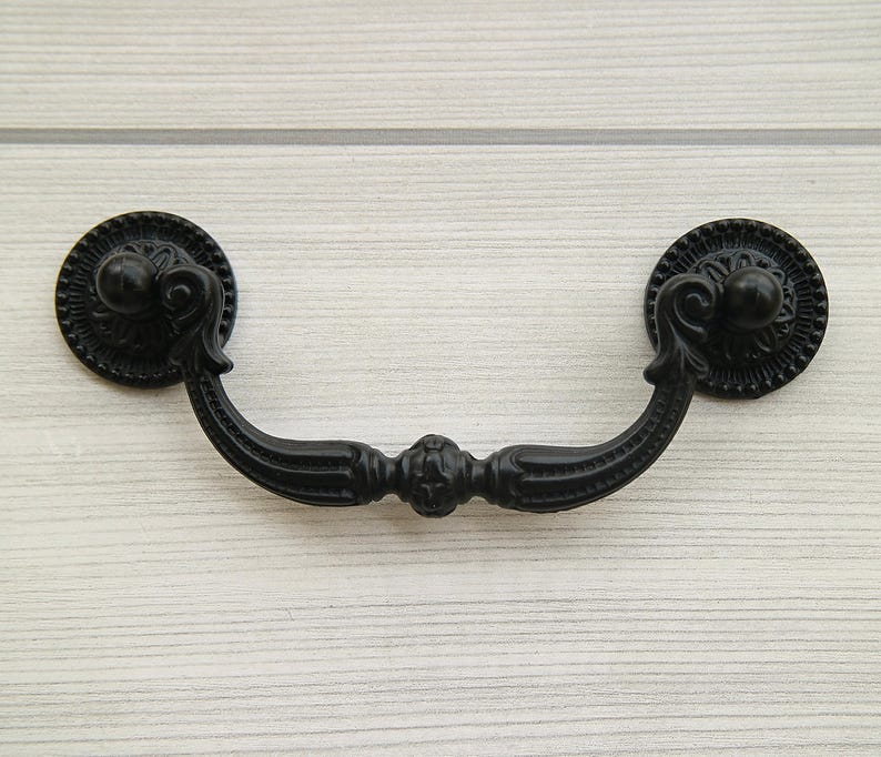 Vintage Style Drop Bail Drawer Pull Black Dresser Swing Handle Etsy