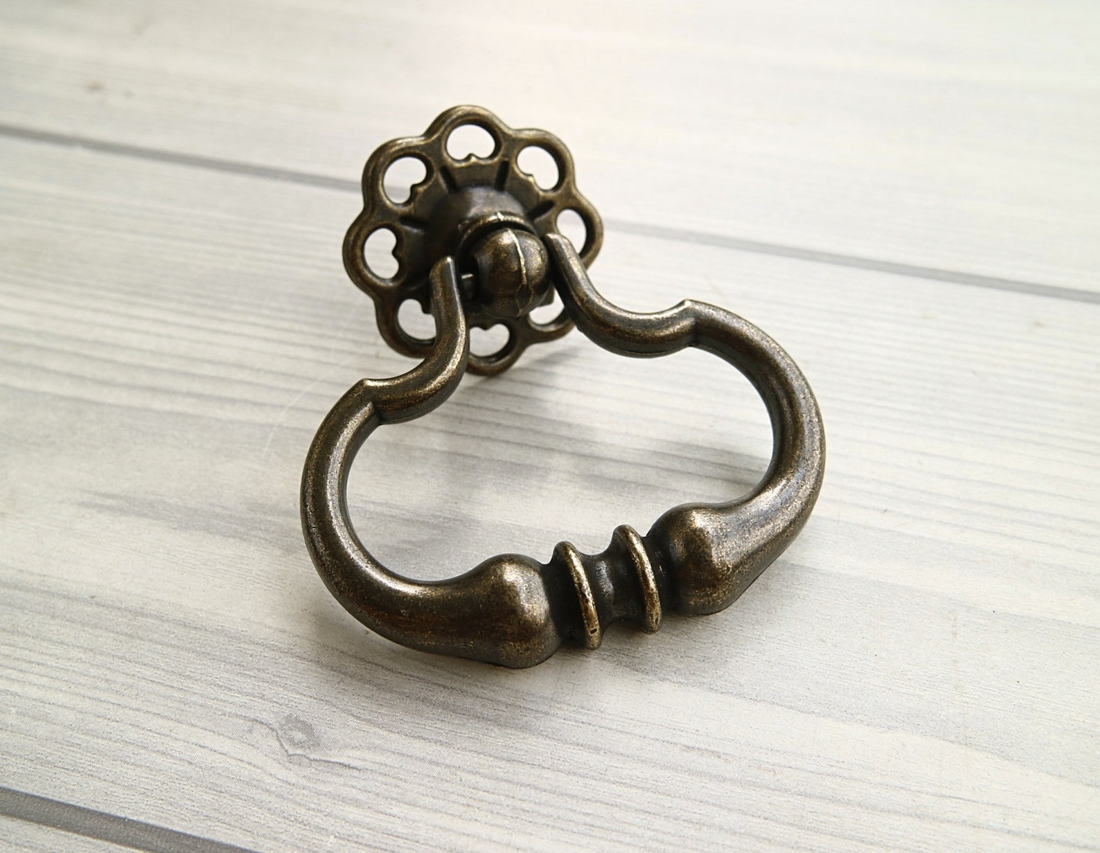 Antique Bronze Drawer Handle Dresser Drop Ring Pull Vintage | Etsy