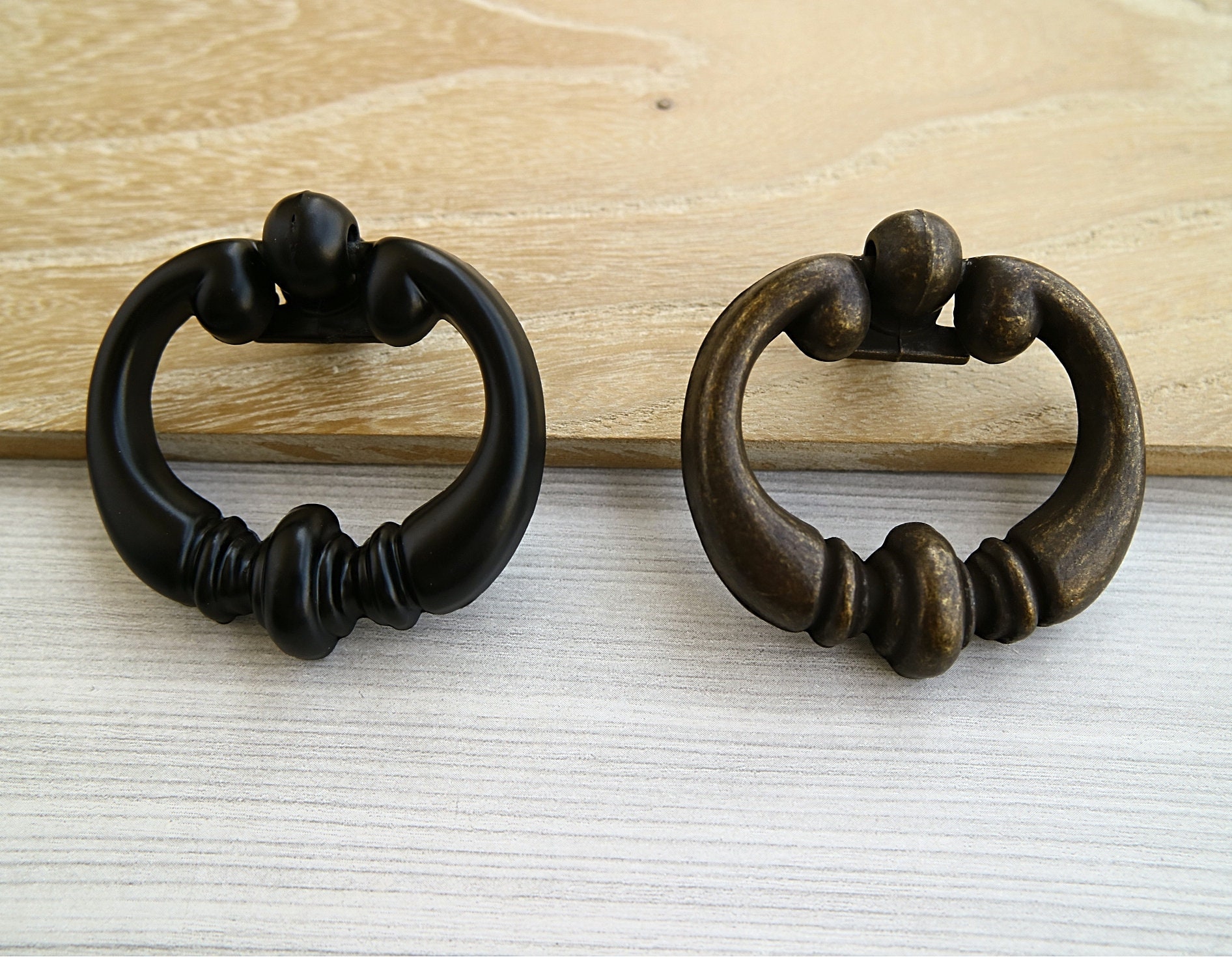 Vintage Style Drop Ring Handle Antique Bronze Dresser Knob - Etsy