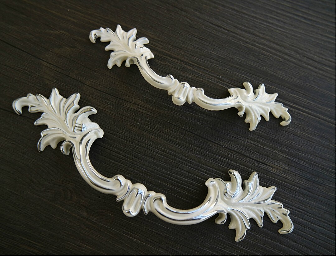 2.8“ 3.75” Decorative Drawer Handle Cream White Silver Dresser Handle ...