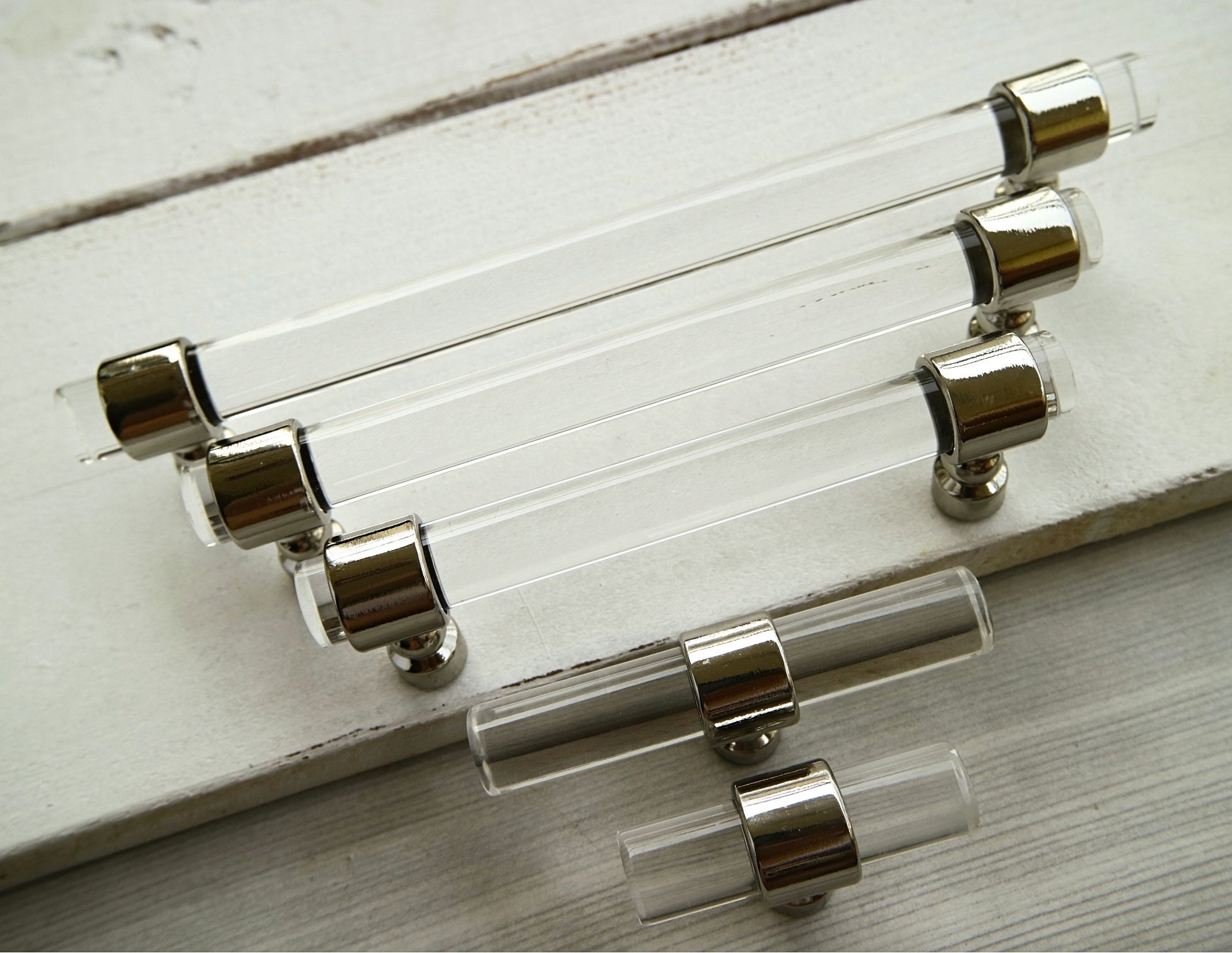 3 4.75 8.8" Clear Acrylic Dresser Handle Pull Lucite Drawer Knob Pull ...
