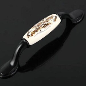3.75" Ceramic Drawer Knob Cream White Gold Dresser Handle Furniture ...