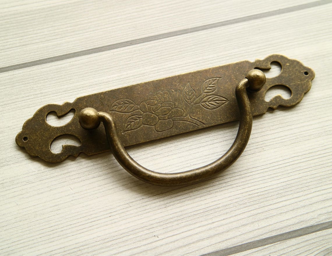 Vintage drawer bail pull dresser drop bail handle wardrobe | Etsy