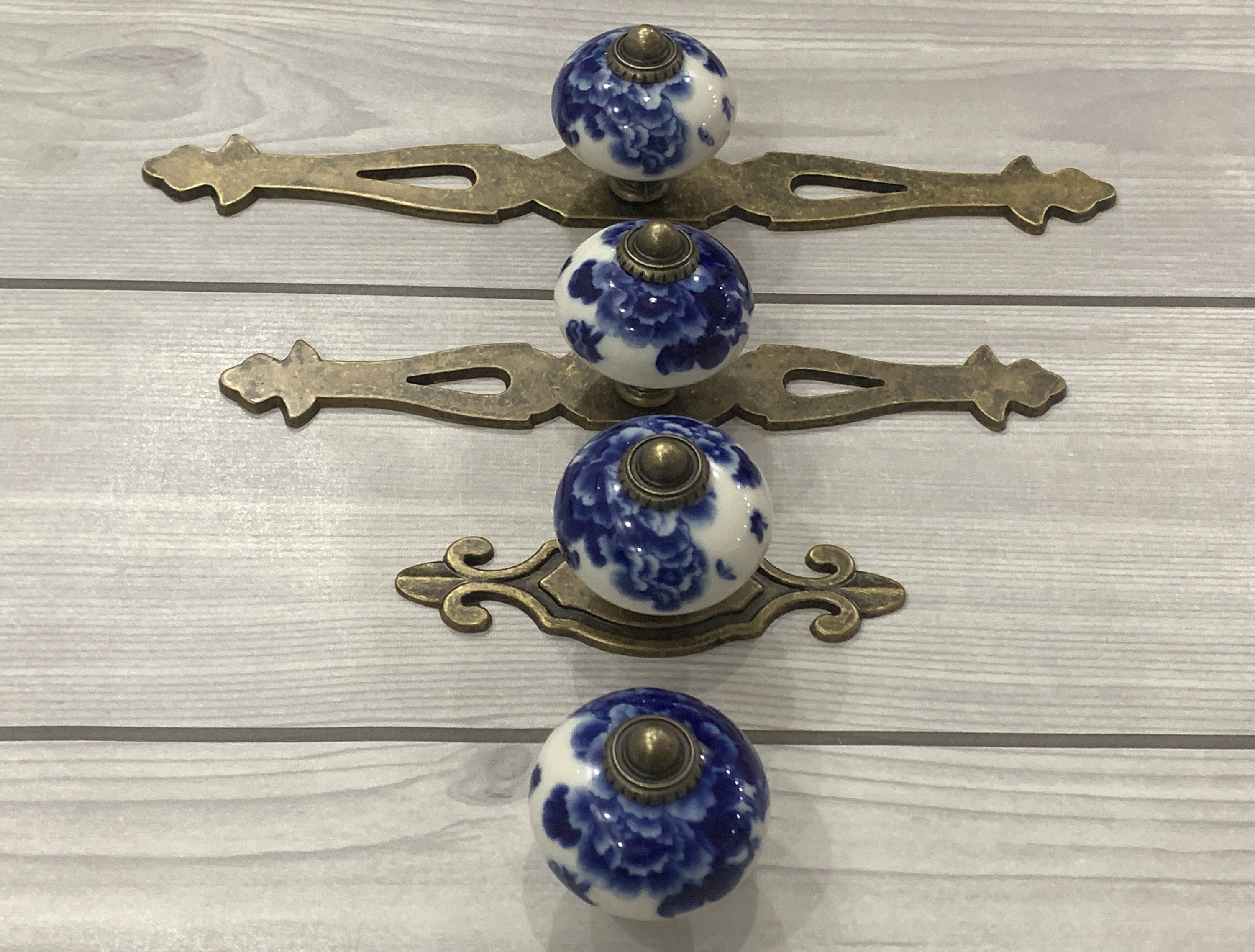 Blue White Ceramic Handle Knob Flower Handle Pull Porcelain | Etsy