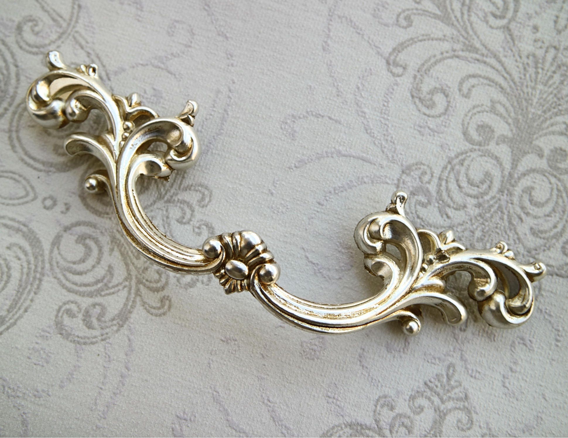 2.5 3.75 Antique silver dresser handle drawer knob furniture | Etsy