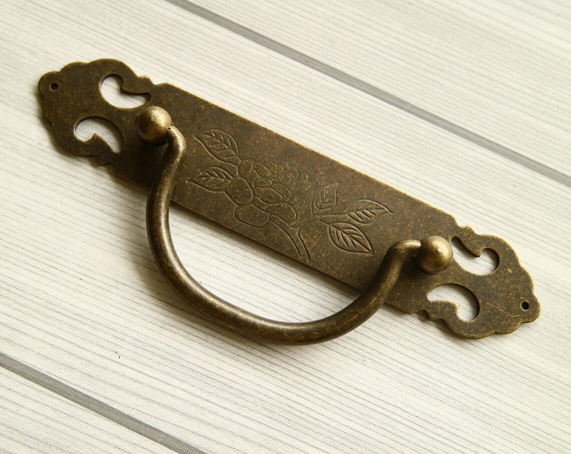 Vintage drawer bail pull dresser drop bail handle wardrobe | Etsy