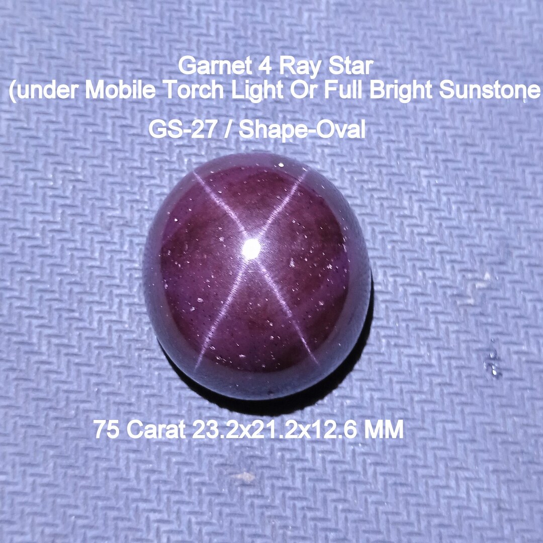 75 Carat 23.2x21.2x12.6 MM 4-ray Star Garnet Oval Shape Cabochon, 100 % ...