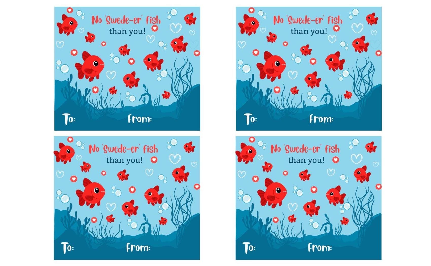 Printable Swedish Fish Valentine Cards Classroom Valentine Exchange 2 ...
