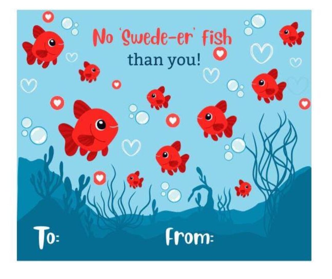 Printable Swedish Fish Valentine Cards Classroom Valentine Exchange 2 ...