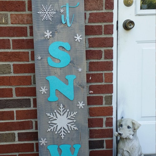Let It Snow Snowflakes Winter Porch Primitive Sign - Etsy