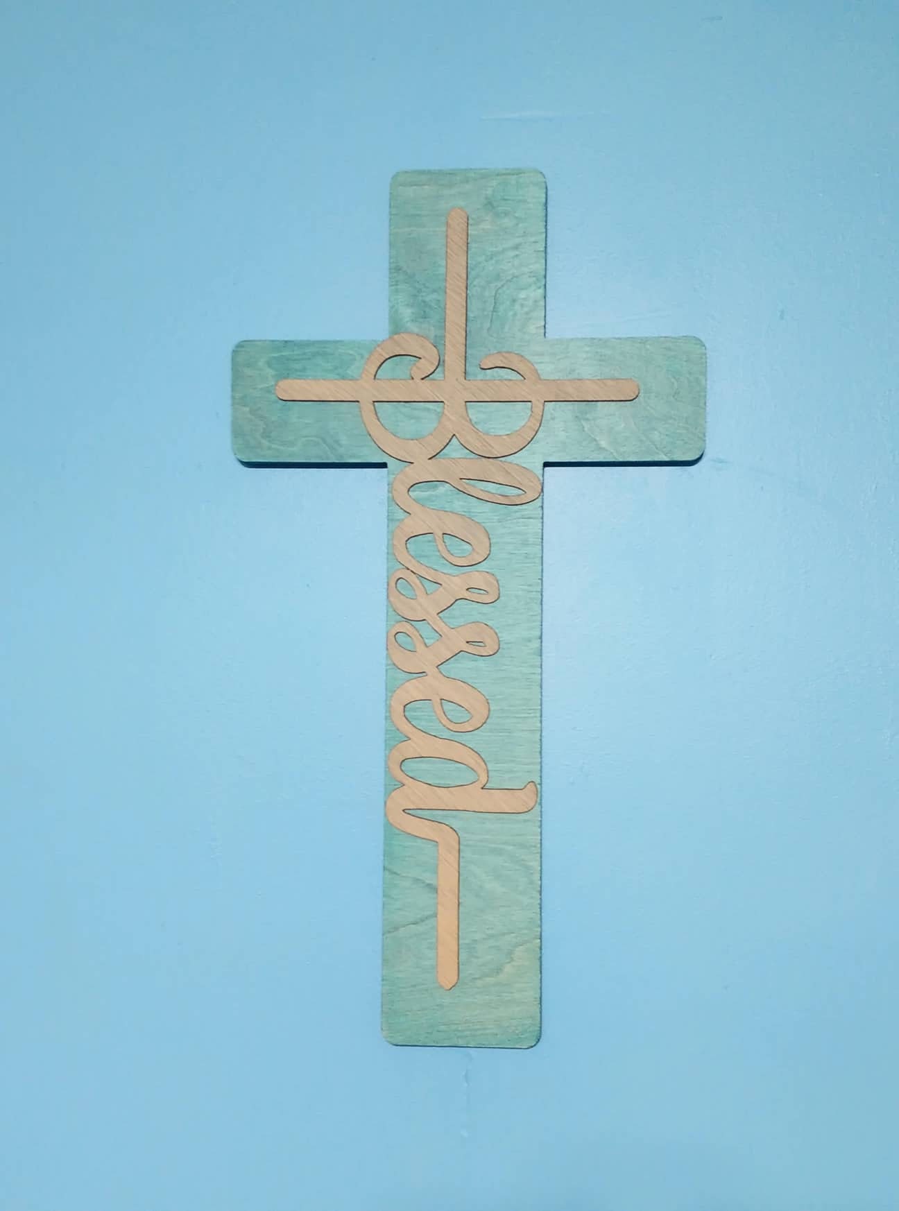 Wooden Cross Stained With Blessed and Cross in the Center. 3 - Etsy