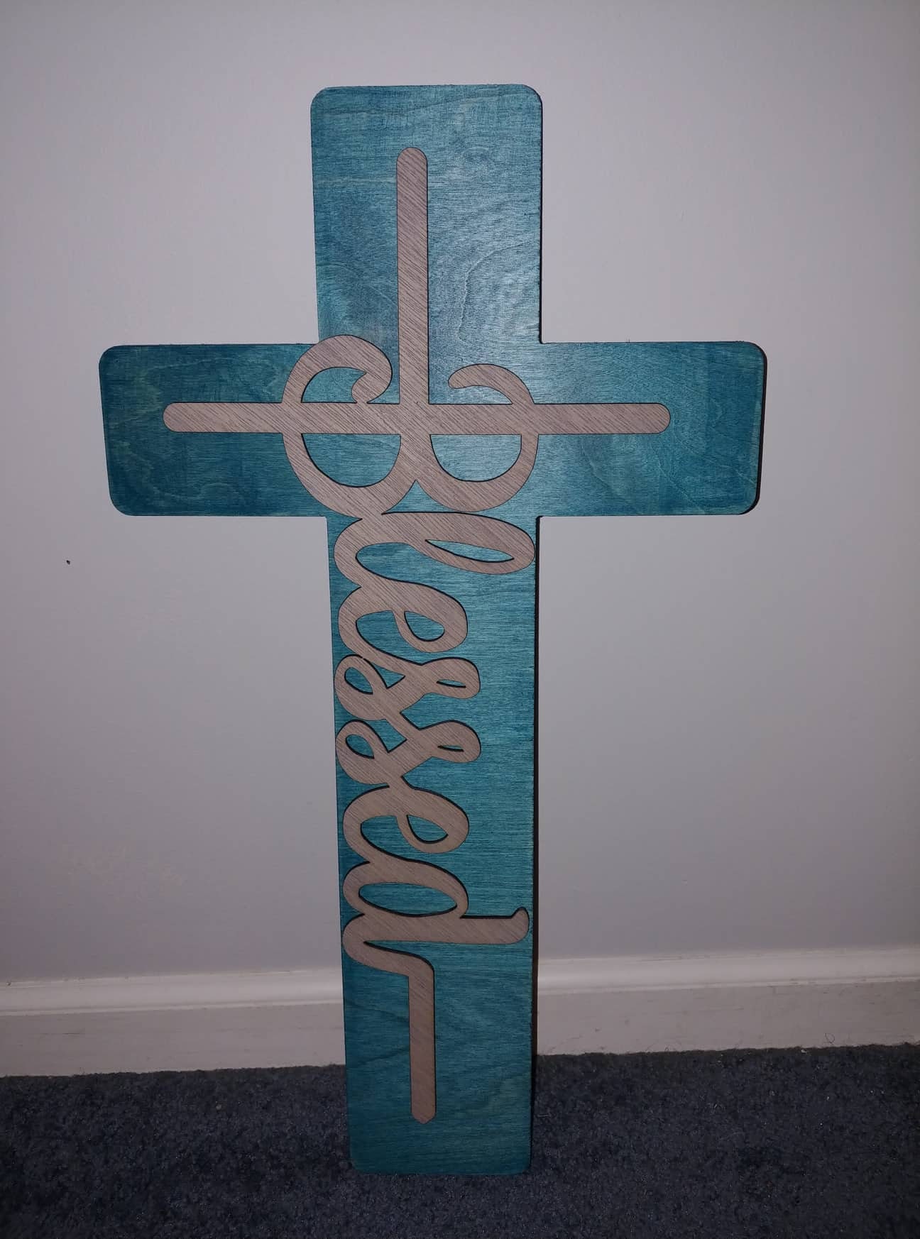 Wooden Cross Stained With Blessed and Cross in the Center. 3 - Etsy