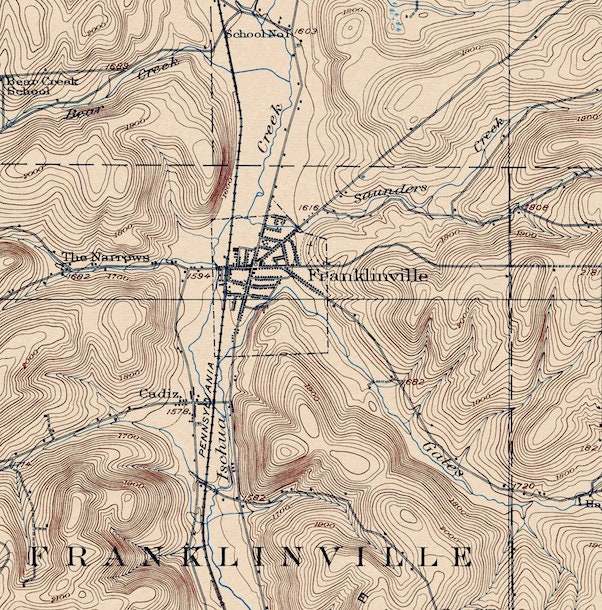Franklinville, NY - Restored Vintage Map - Etsy