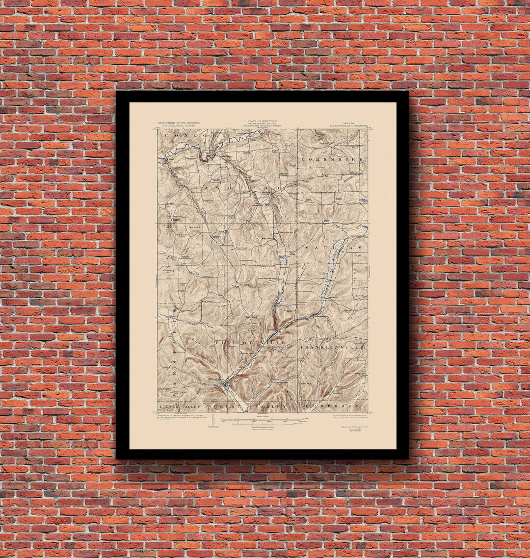 Ellicottville, NY - Restored Vintage Map - Etsy