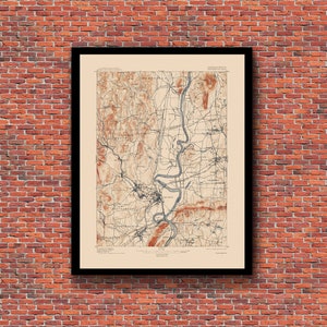 Northampton, MA - Restored Vintage Map - Etsy