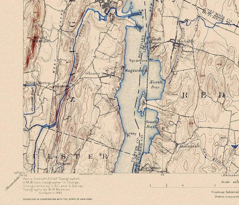 Catskill, NY - Restored Vintage Map - Etsy