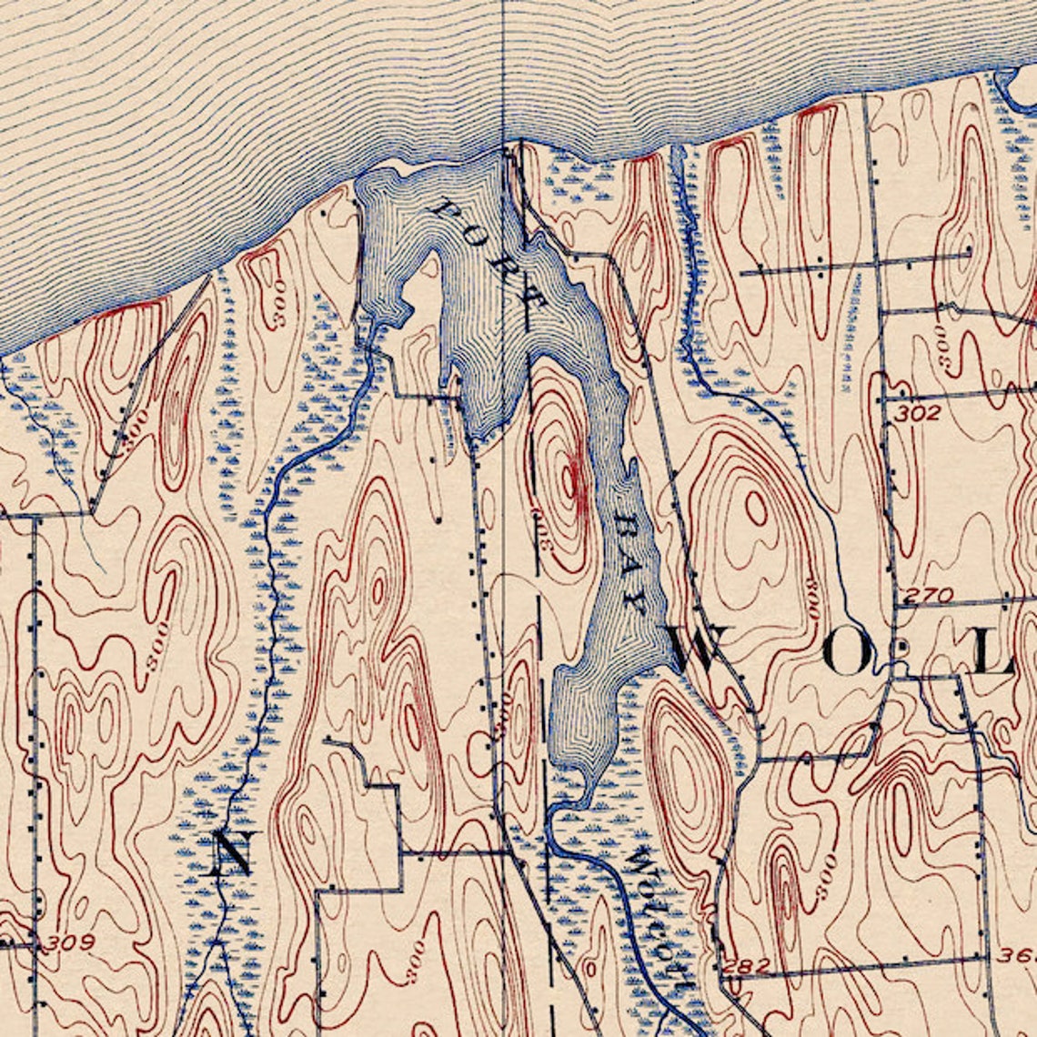 Sodus Bay, NY - Restored Vintage Map - Etsy