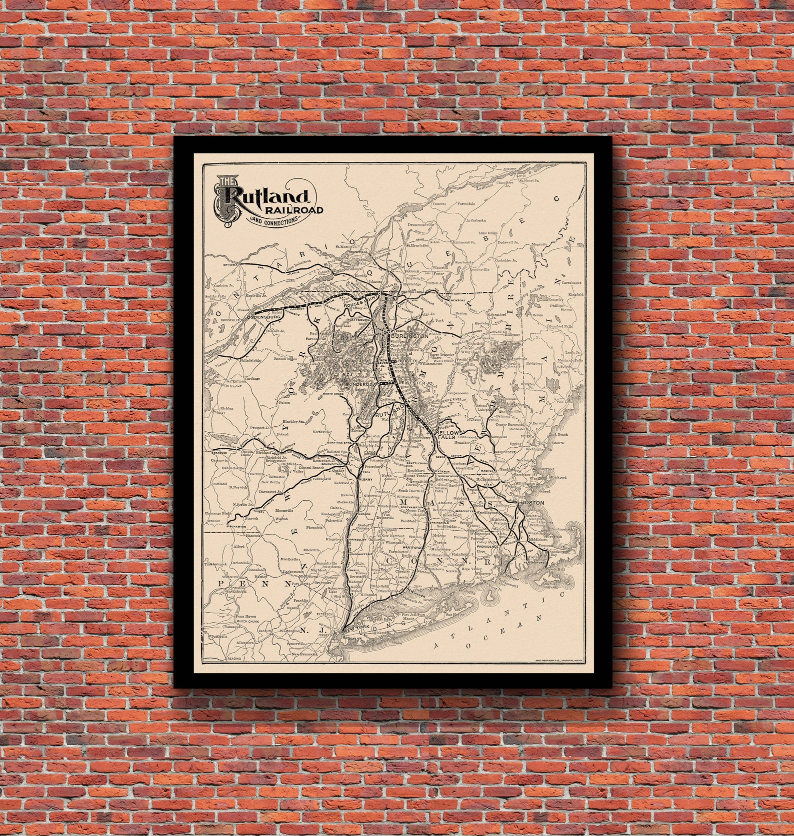 Rutland Railroad Vintage Map - Etsy