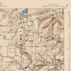 Hornell, NY - Restored Vintage Map - Etsy