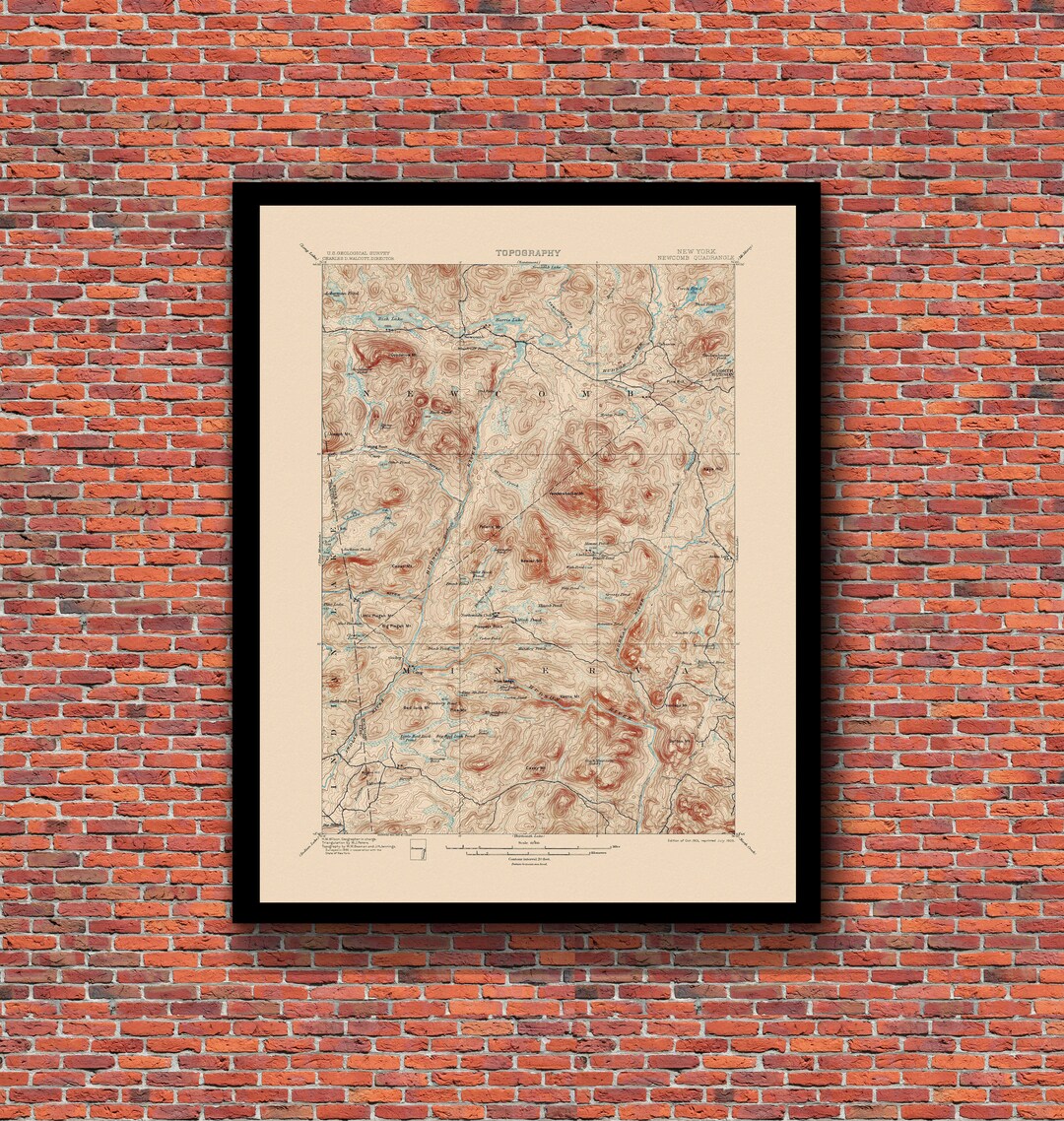 Newcomb, NY - Restored Vintage Map - Etsy