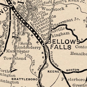 Rutland Railroad Vintage Map - Etsy