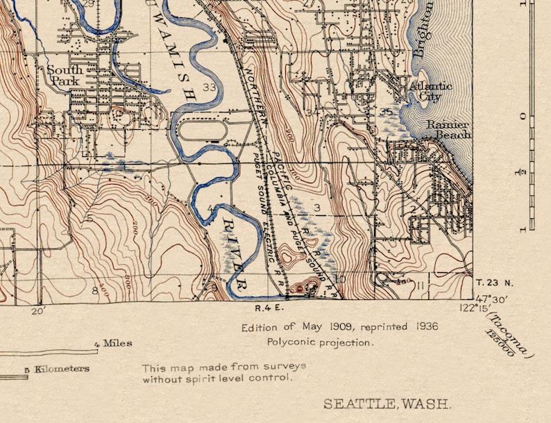 Seattle, Washington Vintage Map 1909 - Etsy