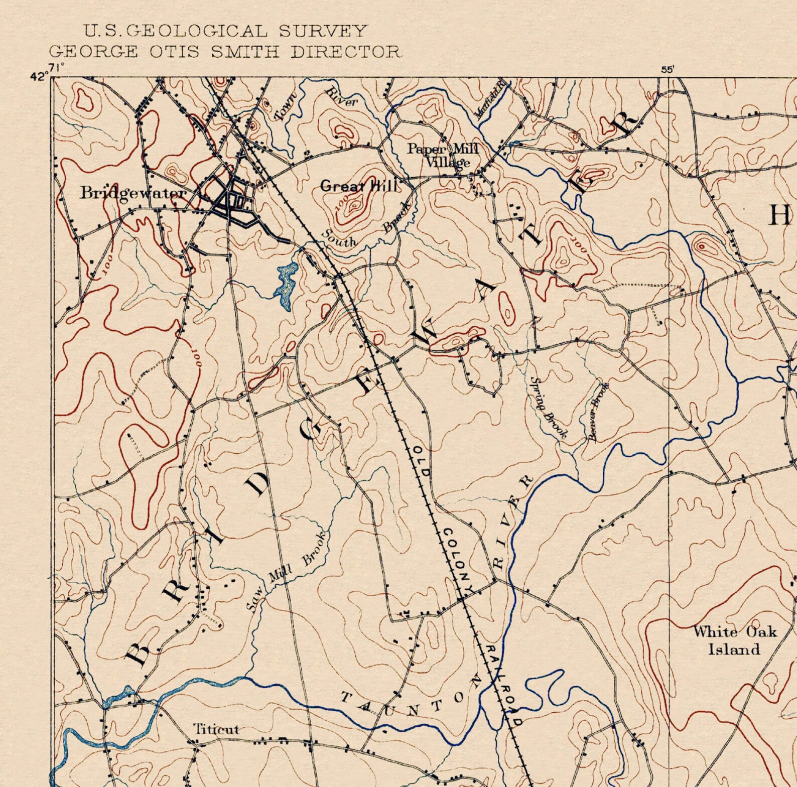Middleboro, MA - Restored Vintage Map - Etsy
