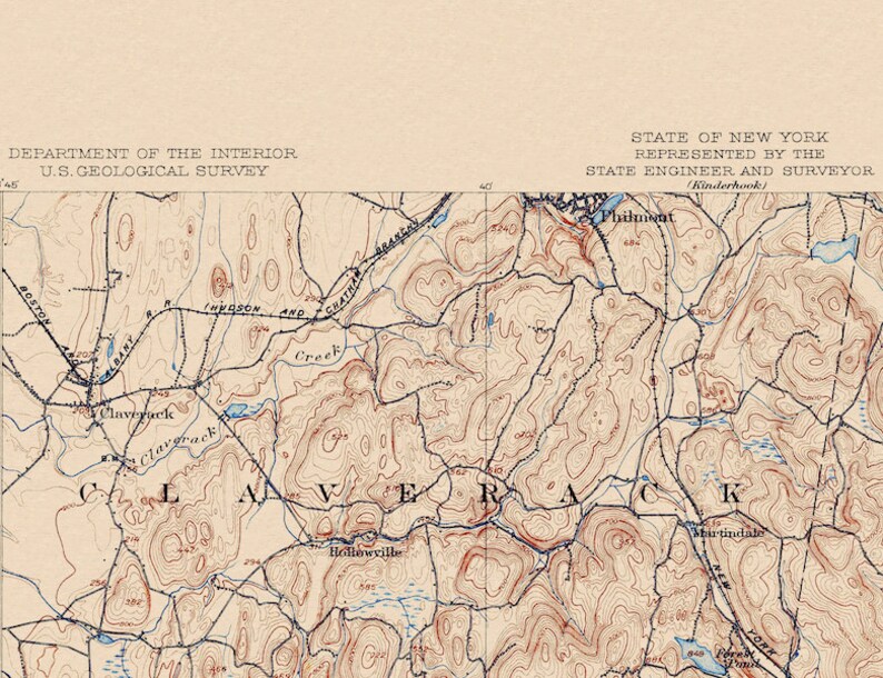 Copake, NY - Restored Vintage Map - Etsy