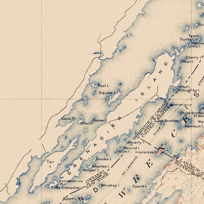 Alexandria Bay NY Restored Vintage Map | Etsy