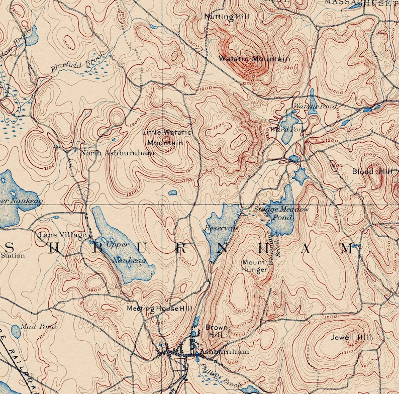 Fitchburg, MA - Restored Vintage Map - Etsy