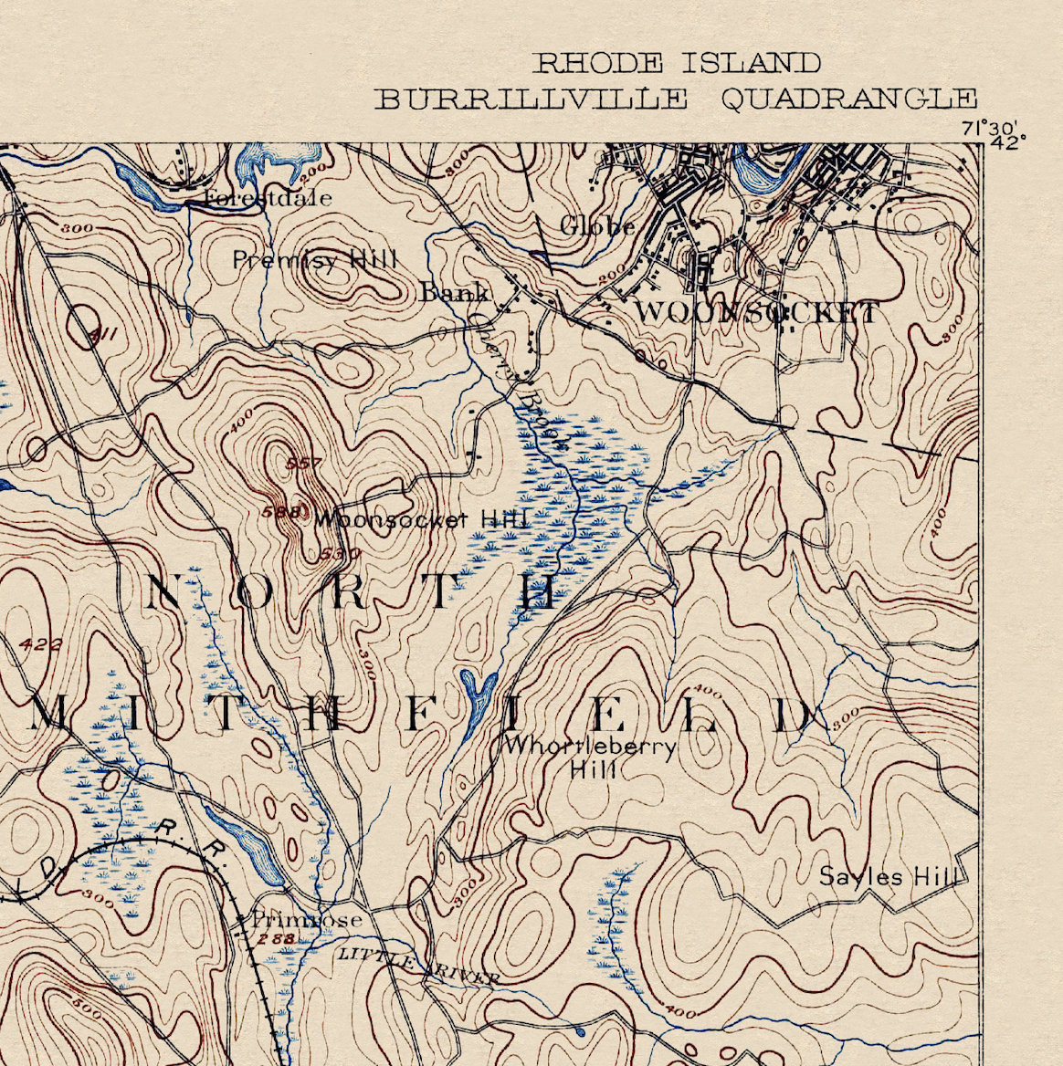 Burrillville RI Restored Vintage Map - Etsy