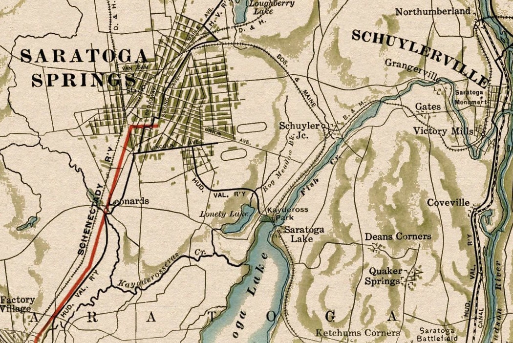 Schenectady Railway - Capital Region Vintage Map (albany, Schenectady ...