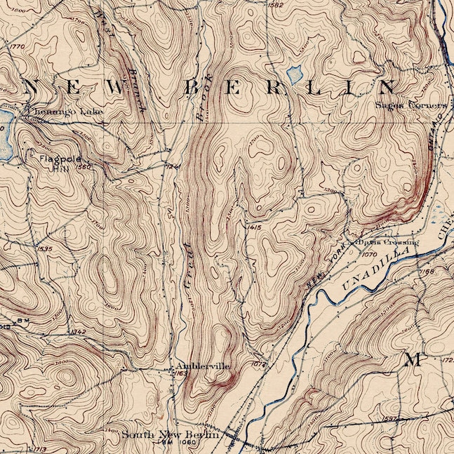 New Berlin, NY - Restored Vintage Map - Etsy