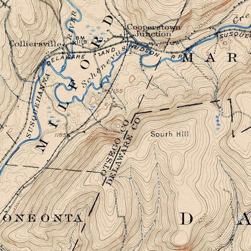 Delhi NY Restored Vintage Map - Etsy