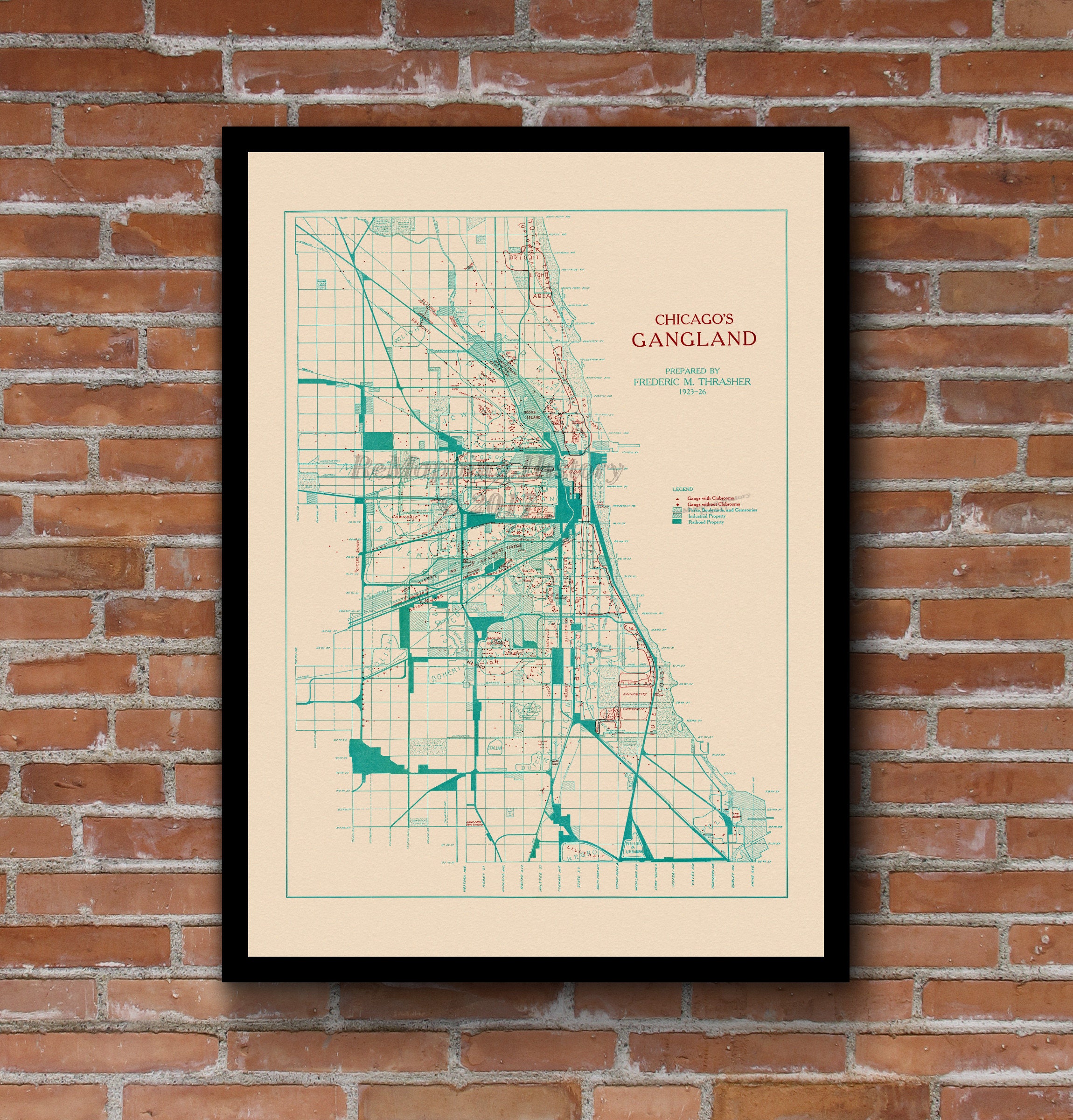 Chicago's gangland 1920s Vintage Map - Etsy