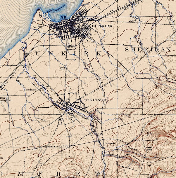 Dunkirk and Fredonia, NY Restored Vintage Map - Etsy