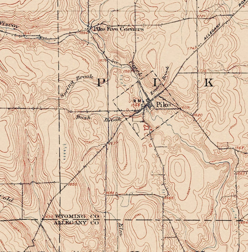 Portage, NY - Restored Vintage Map - Etsy