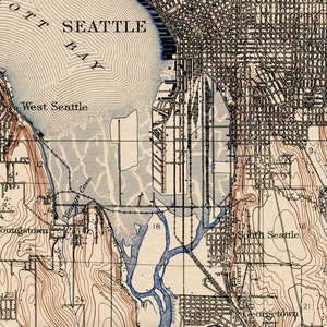 Seattle, Washington Vintage Map (1909) - Etsy