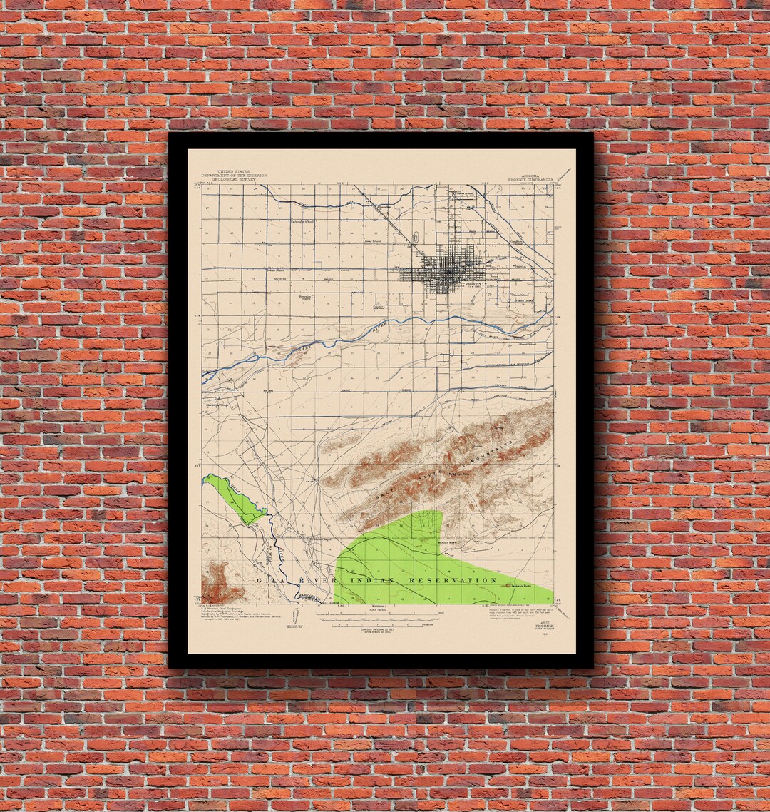 Phoenix, Arizona Vintage Topographic Map (1912) - Etsy