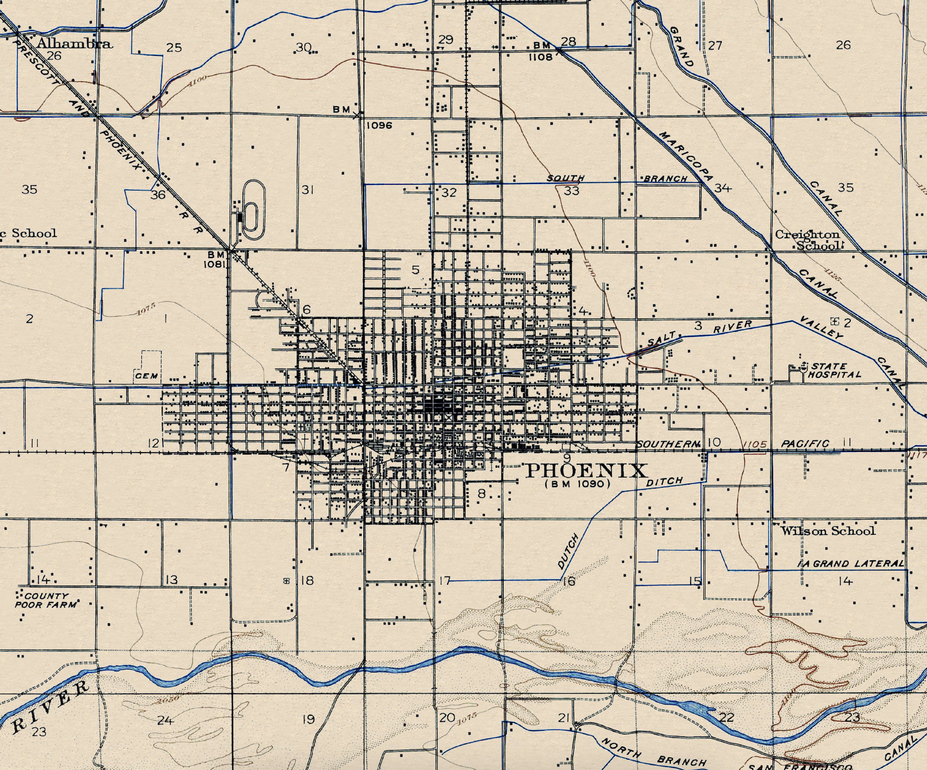 Phoenix, Arizona Vintage Topographic Map (1912) - Etsy