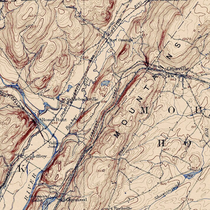 Port Jervis Ny Restored Vintage Map Etsy