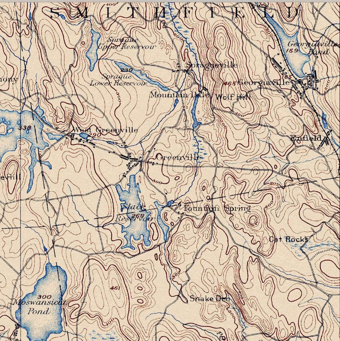 Burrillville RI Restored Vintage Map - Etsy