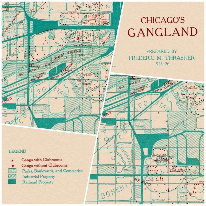 Chicago's "gangland" - 1920s Vintage Map - Etsy