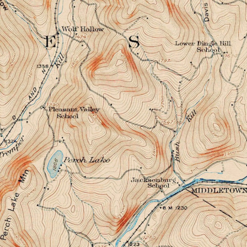 Andes, NY - Restored Vintage Map - Etsy