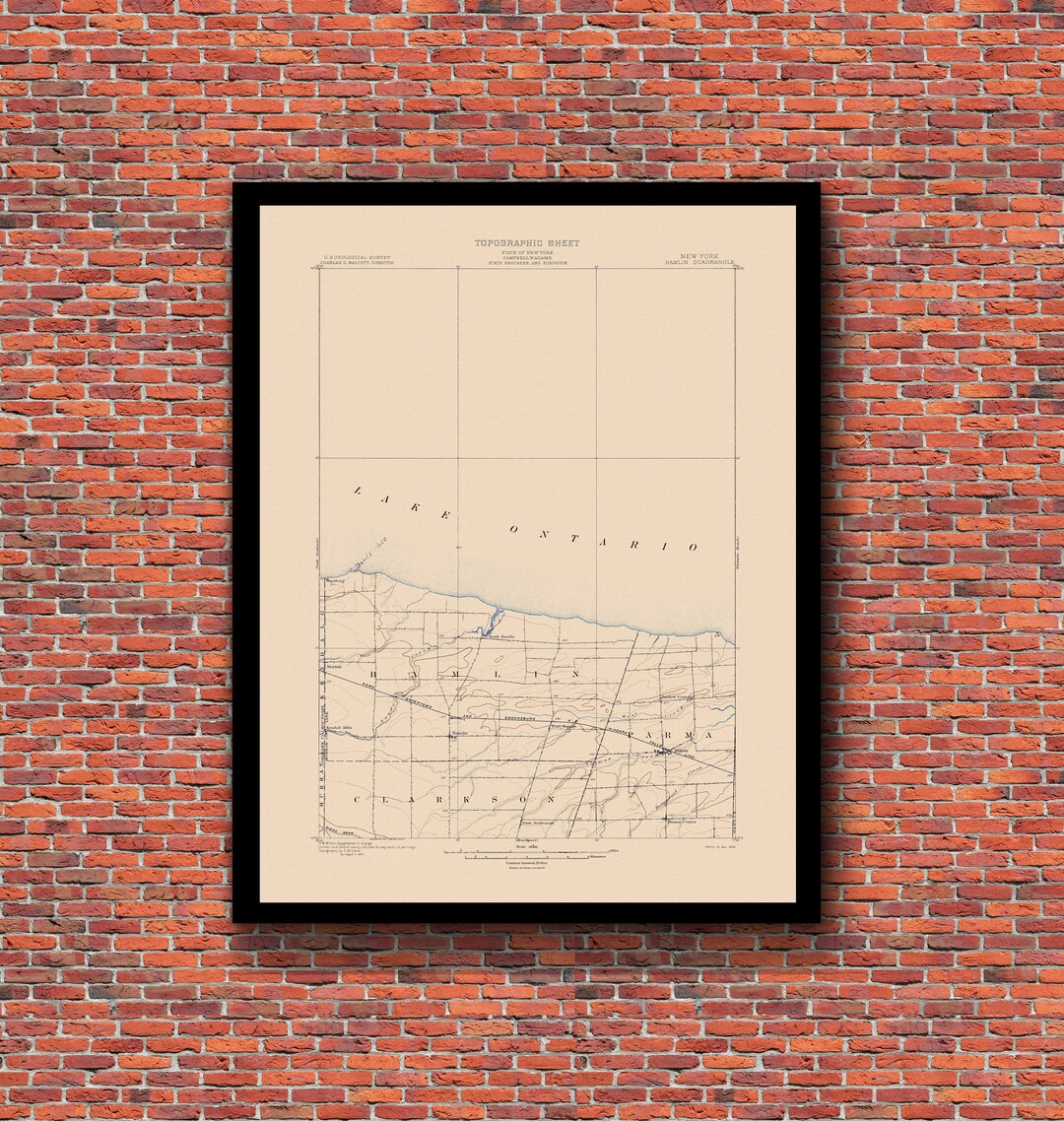Hamlin, NY - Restored Vintage Map - Etsy