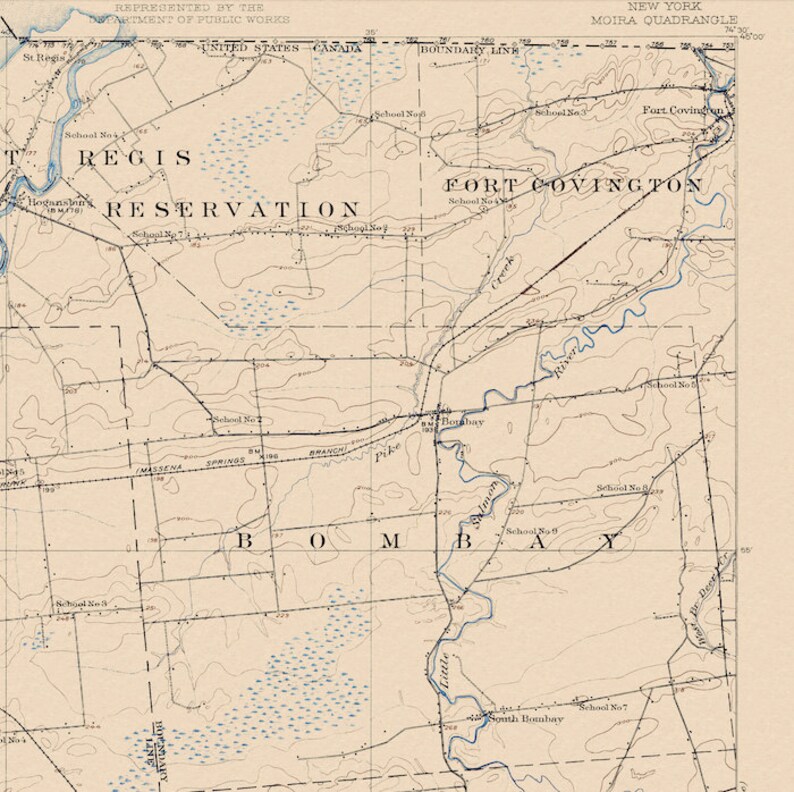 Moira, NY Restored Vintage Map - Etsy